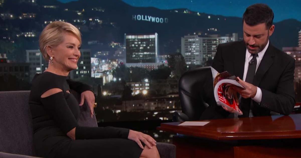 Jimmy Kimmel couldn't stop himself from asking Sharon Stone about her ...