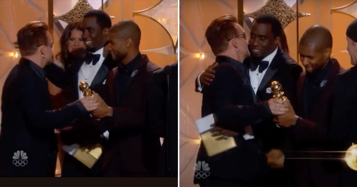 Resurfaced clip shows Bono dodging Diddy’s kiss during awkward Golden ...
