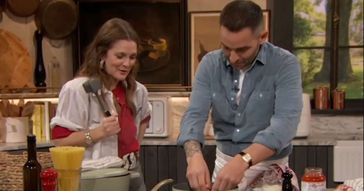 Drew Barrymore's cooking segment took a wild turn when she whacked a ...